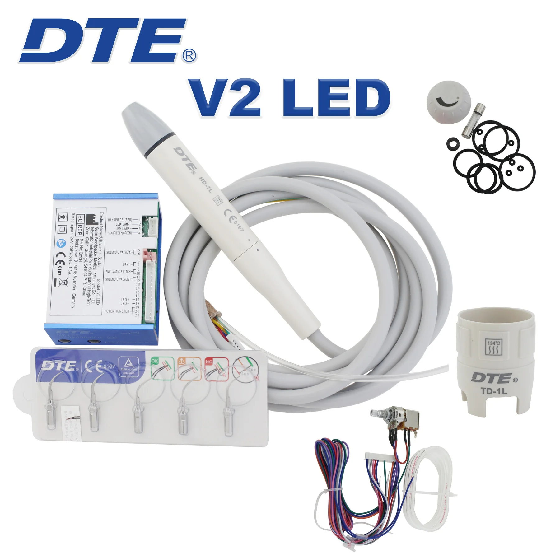 Generic Woodpecker Dte Ultrasonic Scaler Build In V2/v3 Led Handpiece Endo Scaler Tips Fit Nsk ...